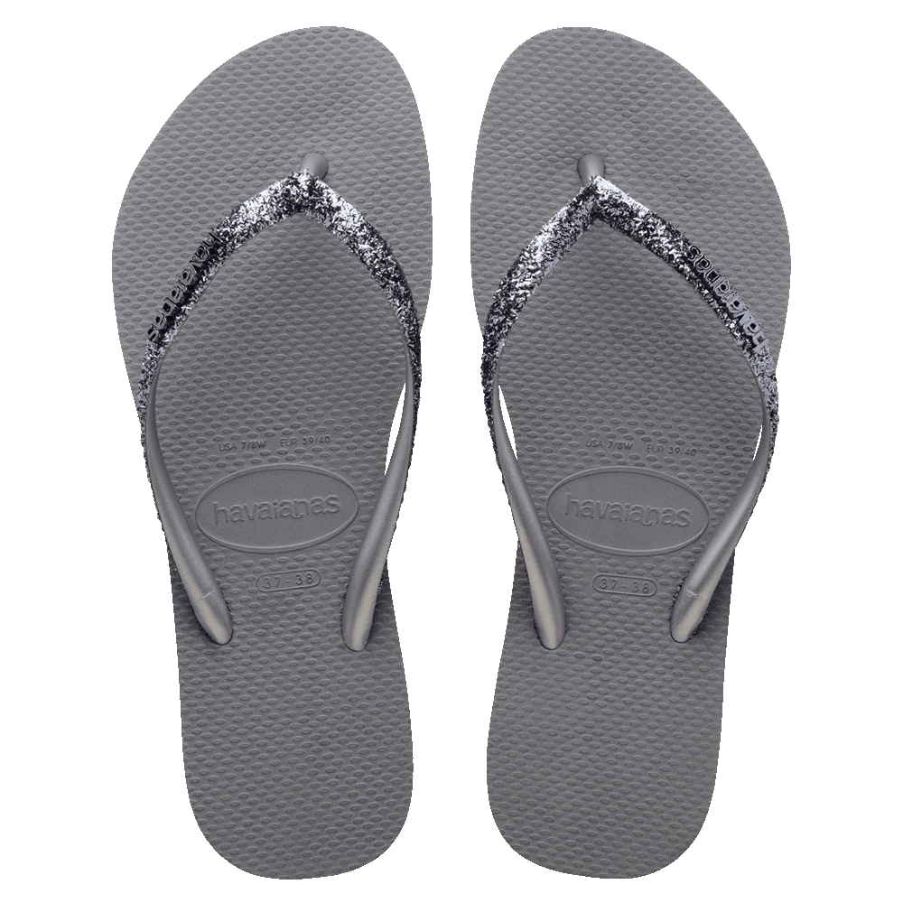 Slim Glitter Logo Metallic Flip Flops | Havaianas New Zealand Official Shop