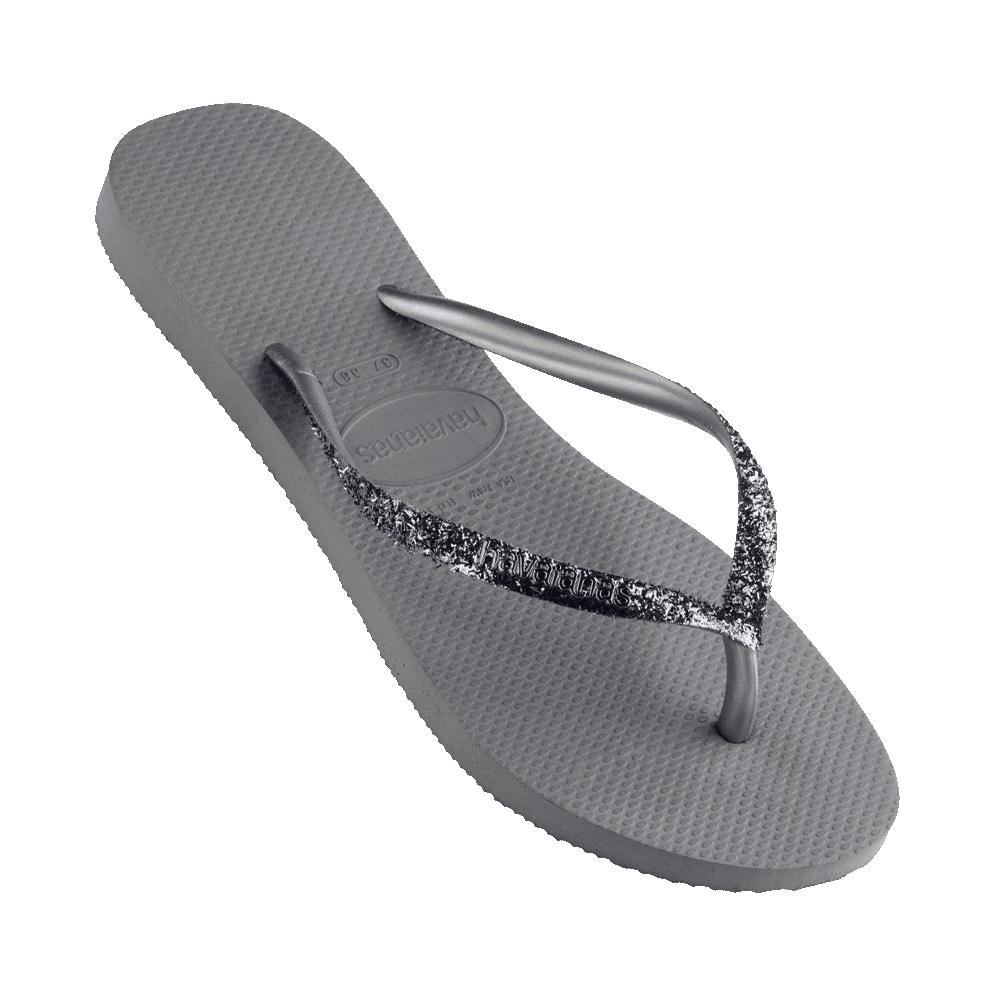 Slim Glitter Logo Metallic Flip Flops | Havaianas New Zealand Official Shop